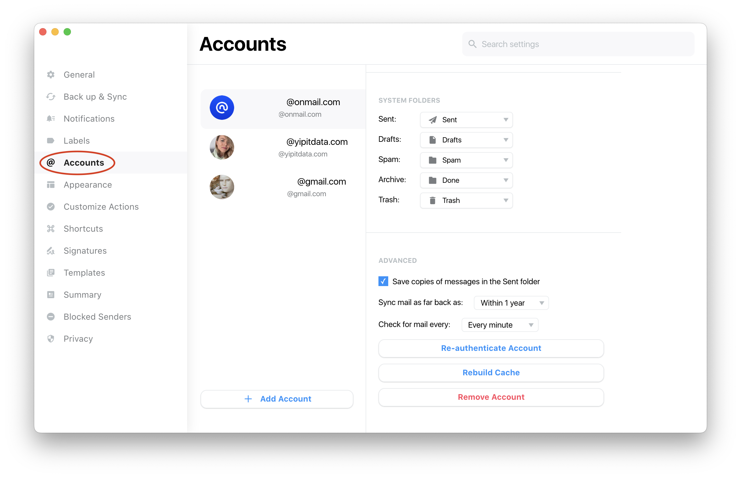 How do I remove an email account from the app? – Email